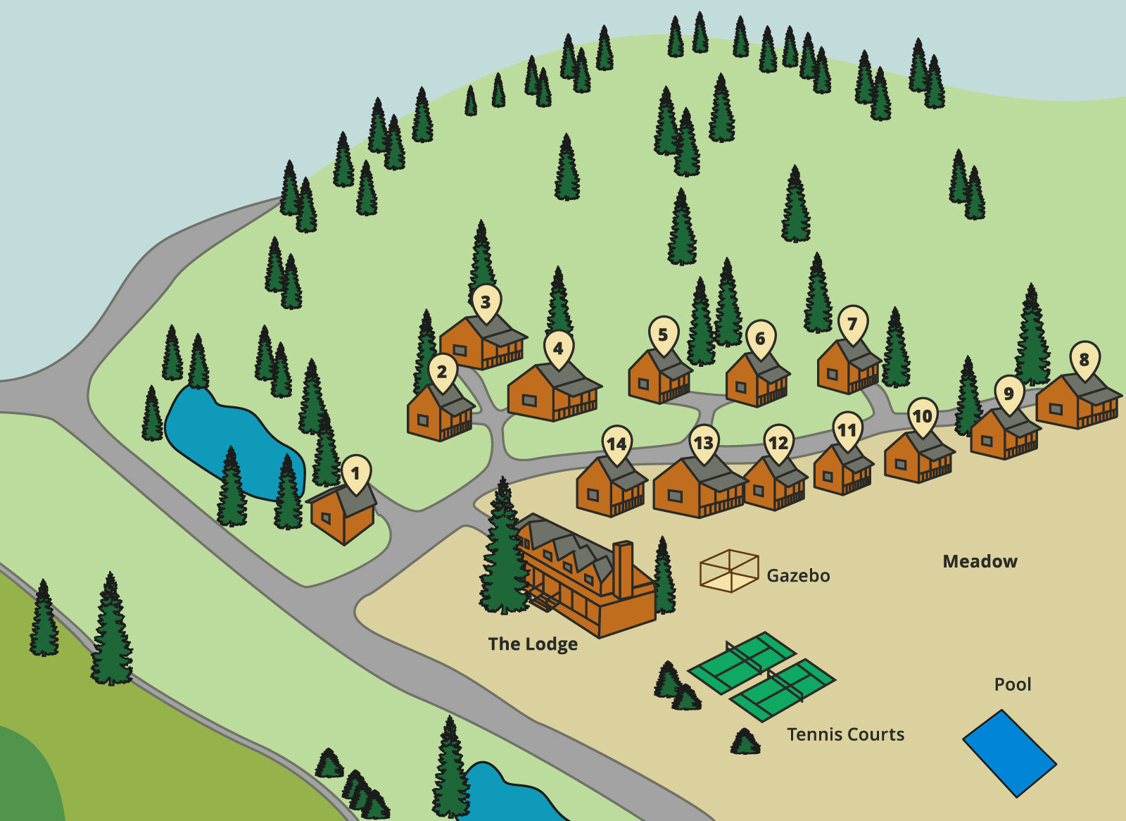 Resort Map of The Lodge at Whitehawk Ranch – Find Your Perfect Cabin ...